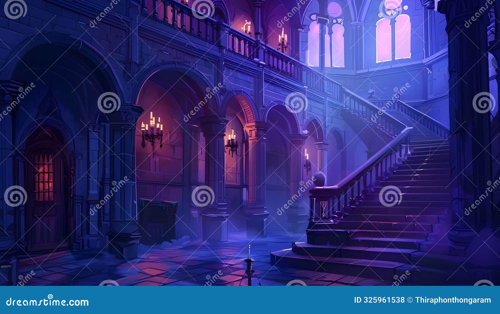 Medieval castle hall stock illustration. Illustration of cartoon ...
