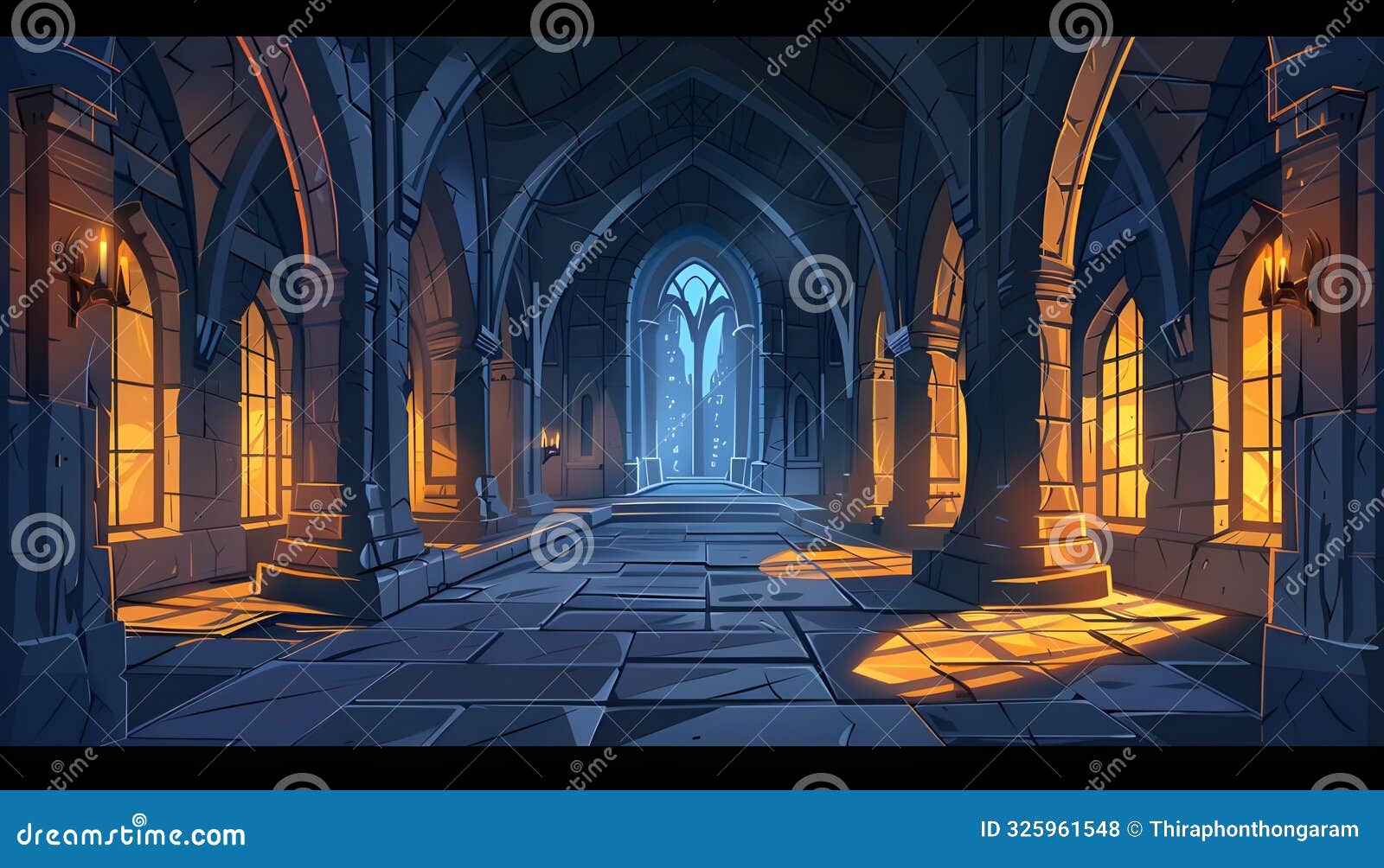 Medieval castle hall stock illustration. Illustration of majestic ...
