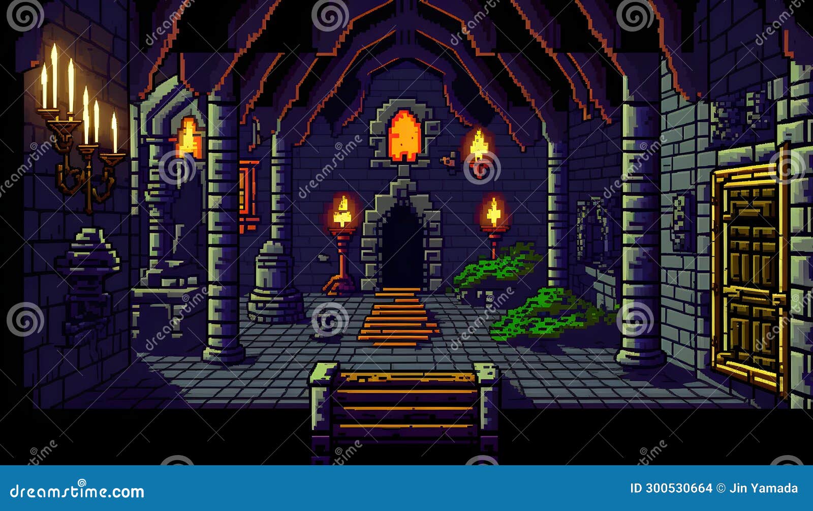 Illustration of a Medieval Castle in the Style of Pixel Art. Stock ...