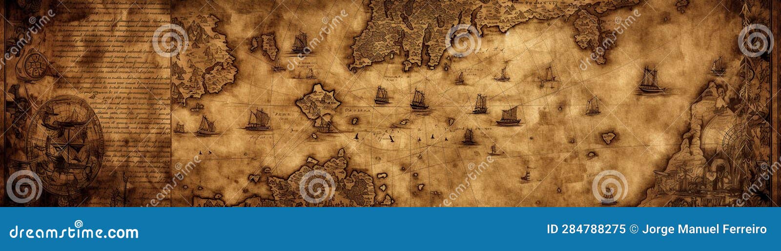 Illustration, Medieval Nautical Map, Website Header, Ai Generative ...