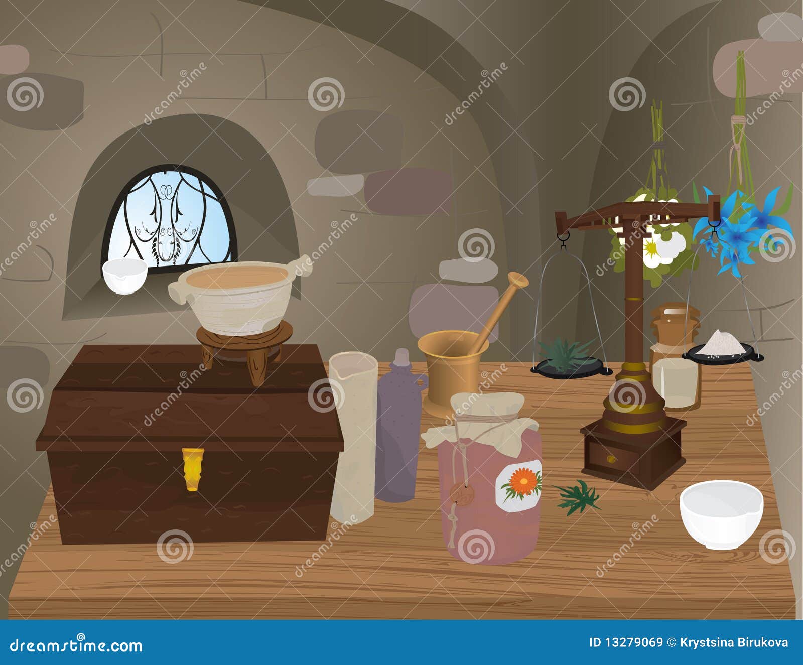 Illustration of Medieval Pharmacy Stock Vector - Illustration of ...