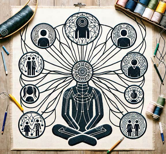 Illustration of a Meditative Mind Map with Interconnected Circles Stock ...