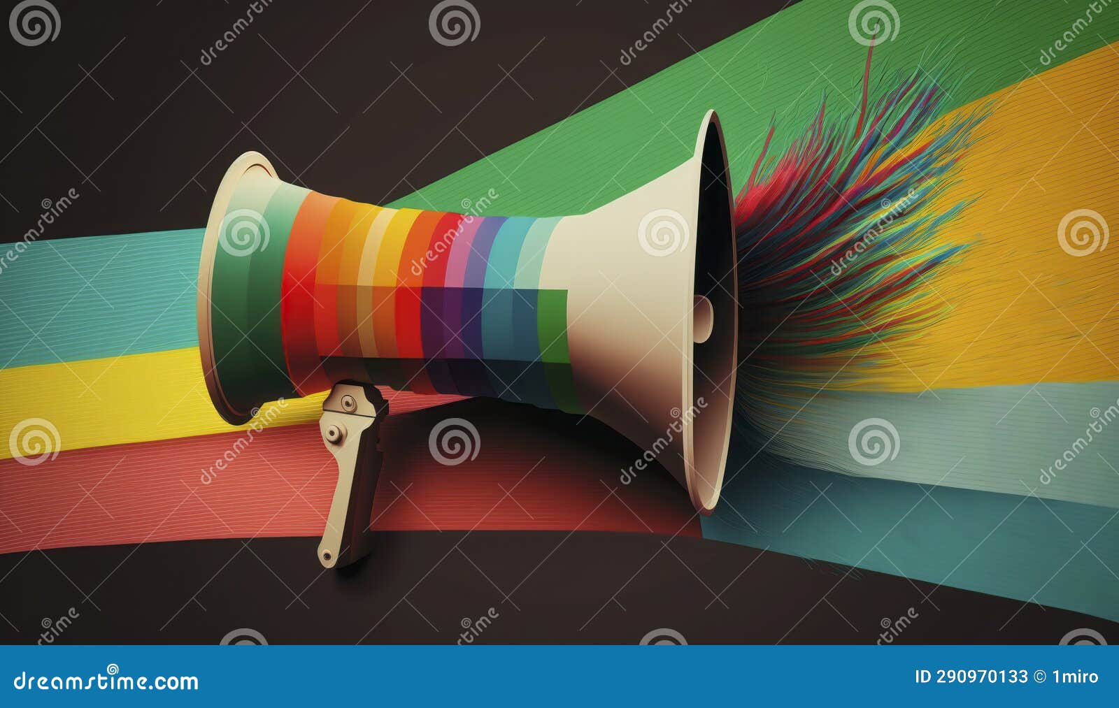Illustration Megaphone with Colors on Black Background Created with ...