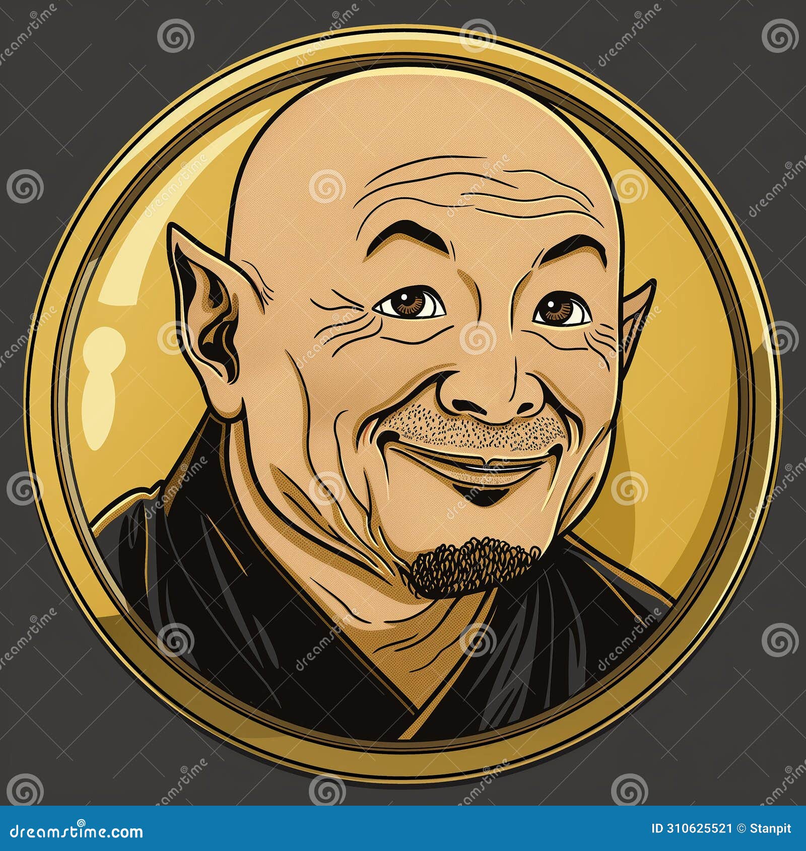 An Illustration of Meme Coin with Face of Bald Man Stock Illustration ...