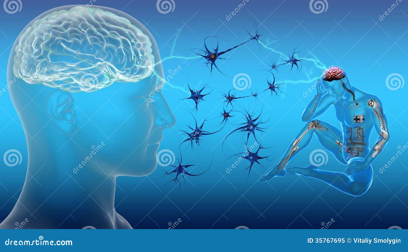 Illustration men and brain stock illustration. Illustration of health ...