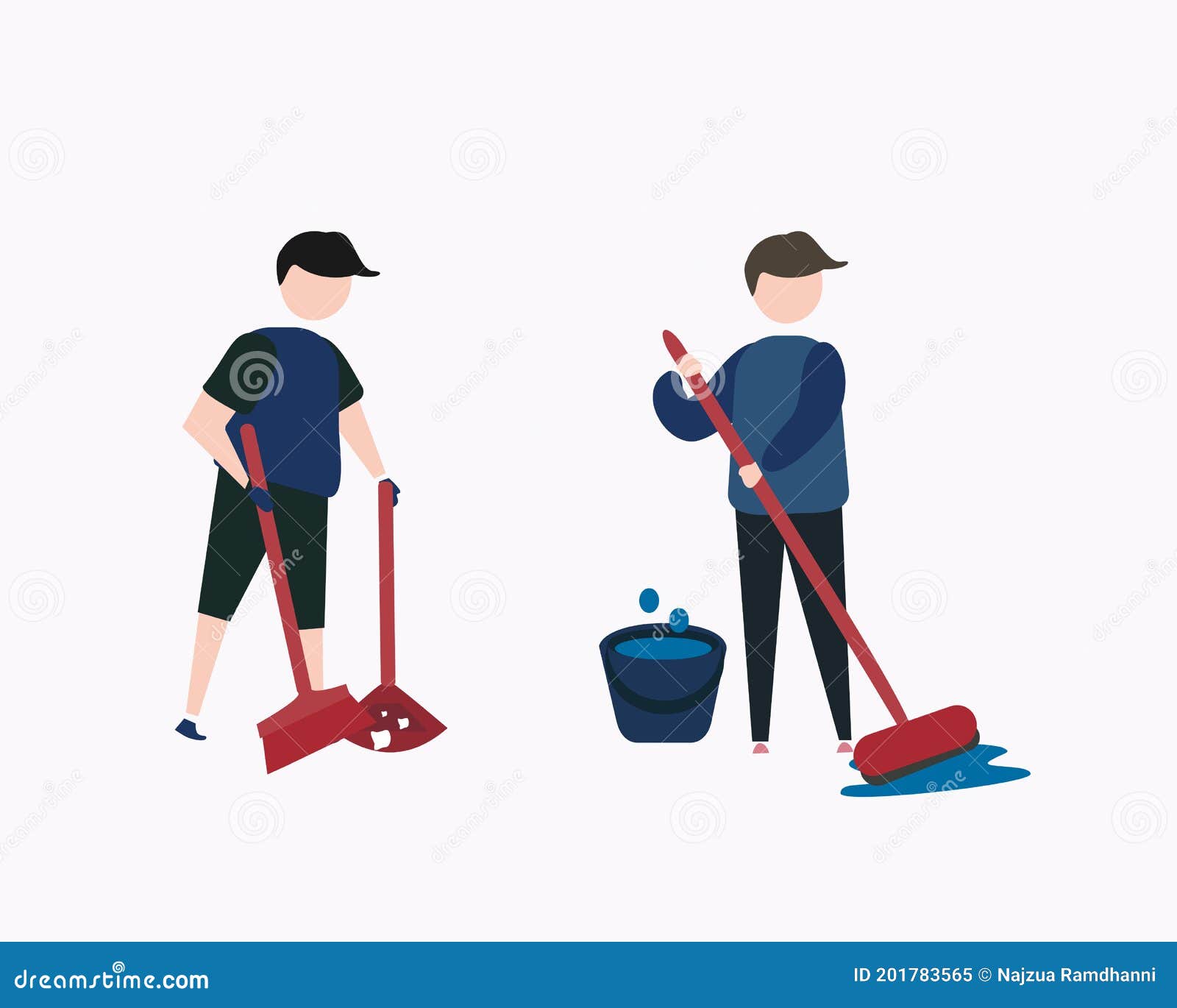 Illustration of Men Doing Simple Housekeeping. Stock Vector ...