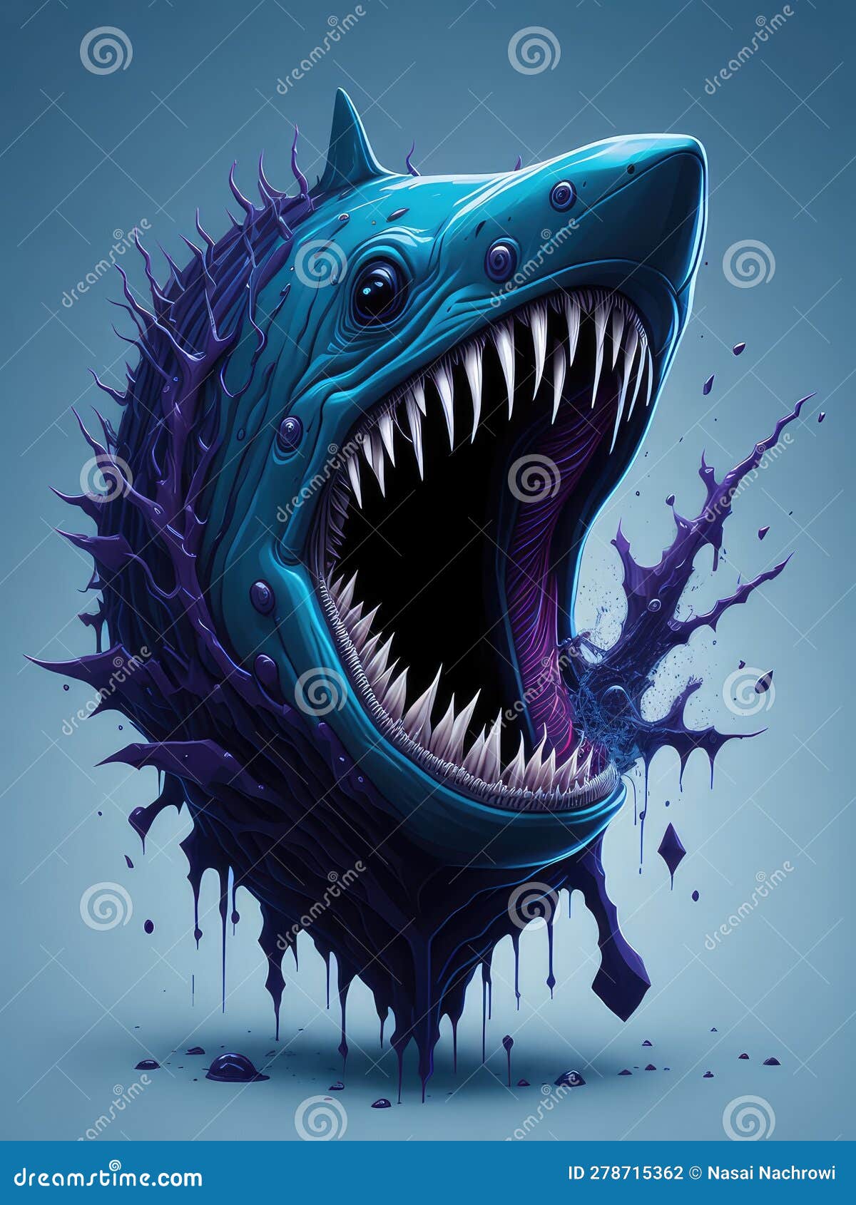 Illustration of a Menacing Shark with Its Jaws Open and Sharp Teeth on ...