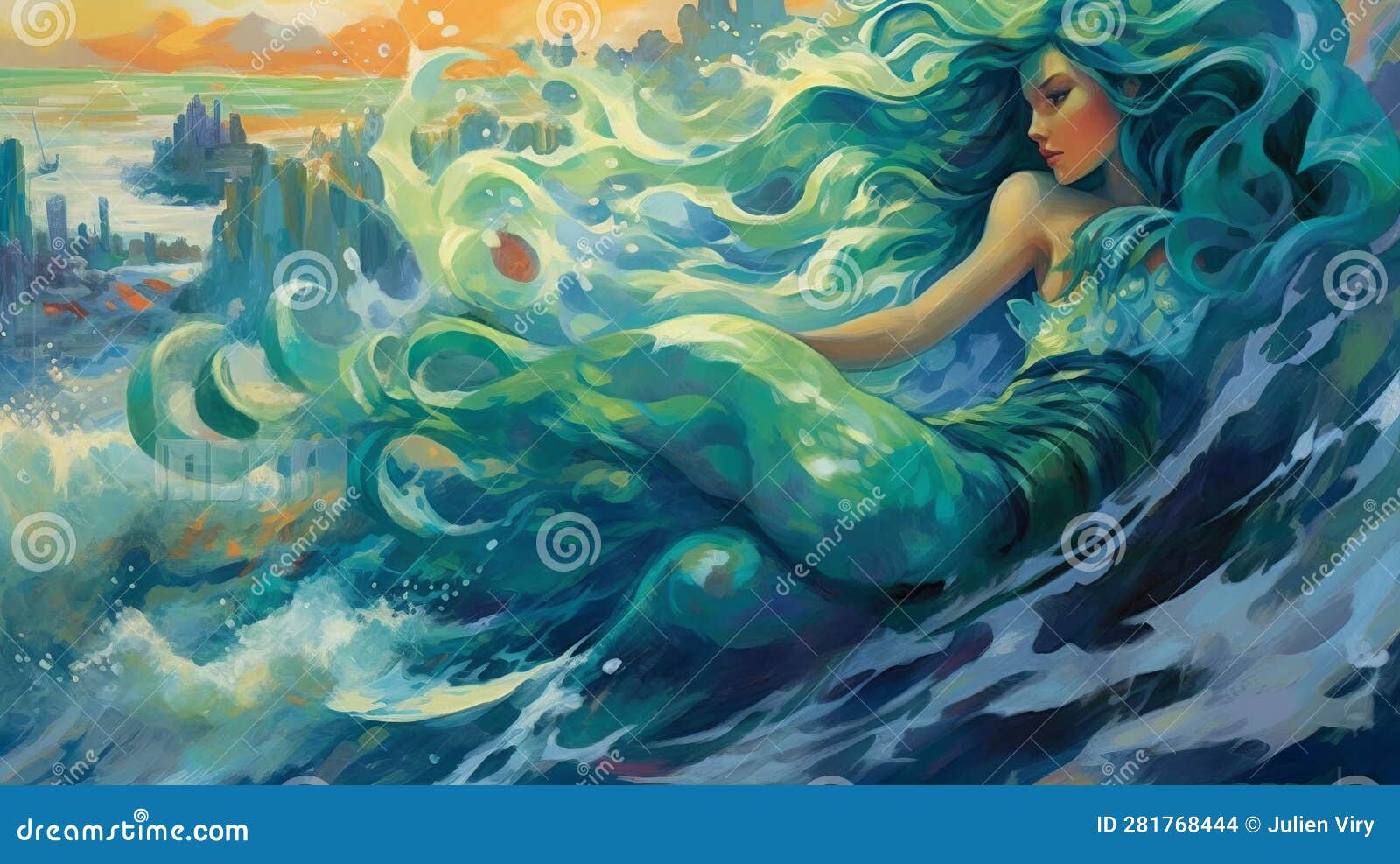 Illustration of a Mermaid the Mythical Creature is in Middle of Ocean ...