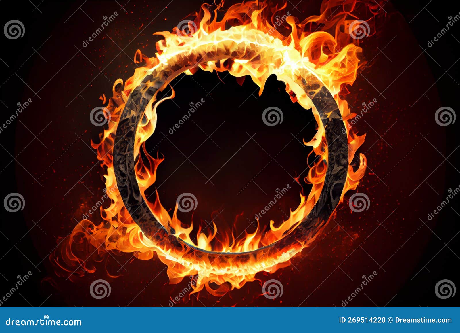 Illustration of a Metal Ring on Fire Stock Illustration - Illustration ...