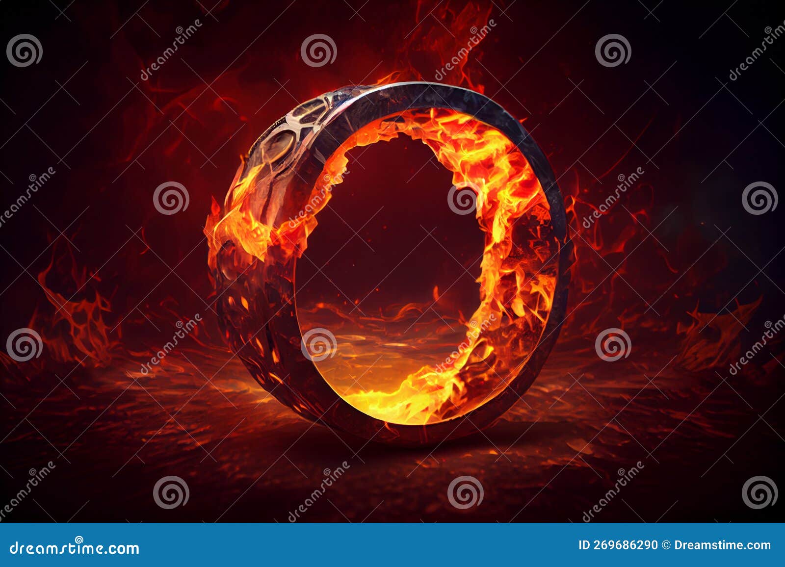 Illustration of a Metal Ring on Fire Stock Illustration - Illustration ...