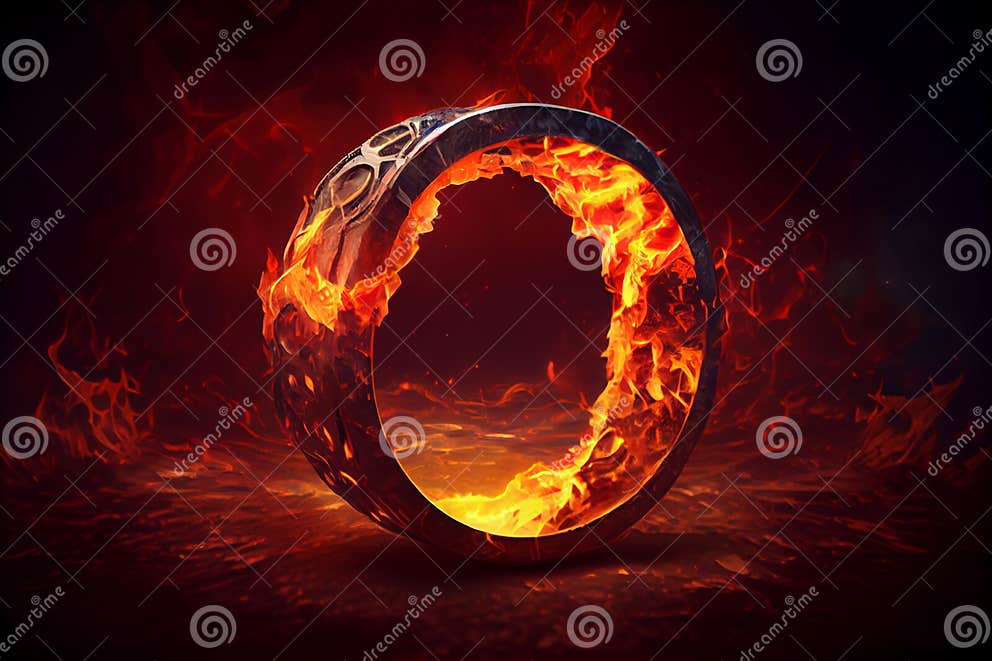 Illustration of a Metal Ring on Fire Stock Illustration - Illustration ...