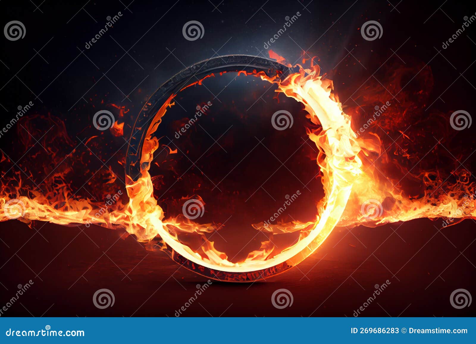 Illustration of a Metal Ring on Fire Stock Illustration - Illustration ...