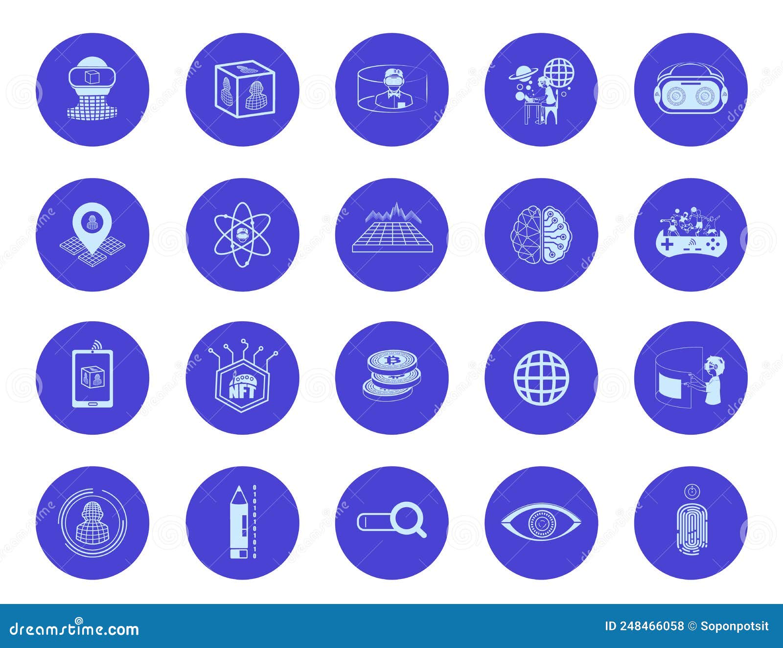 Illustration of Metaverse Icons Set with Modern Color Stock ...