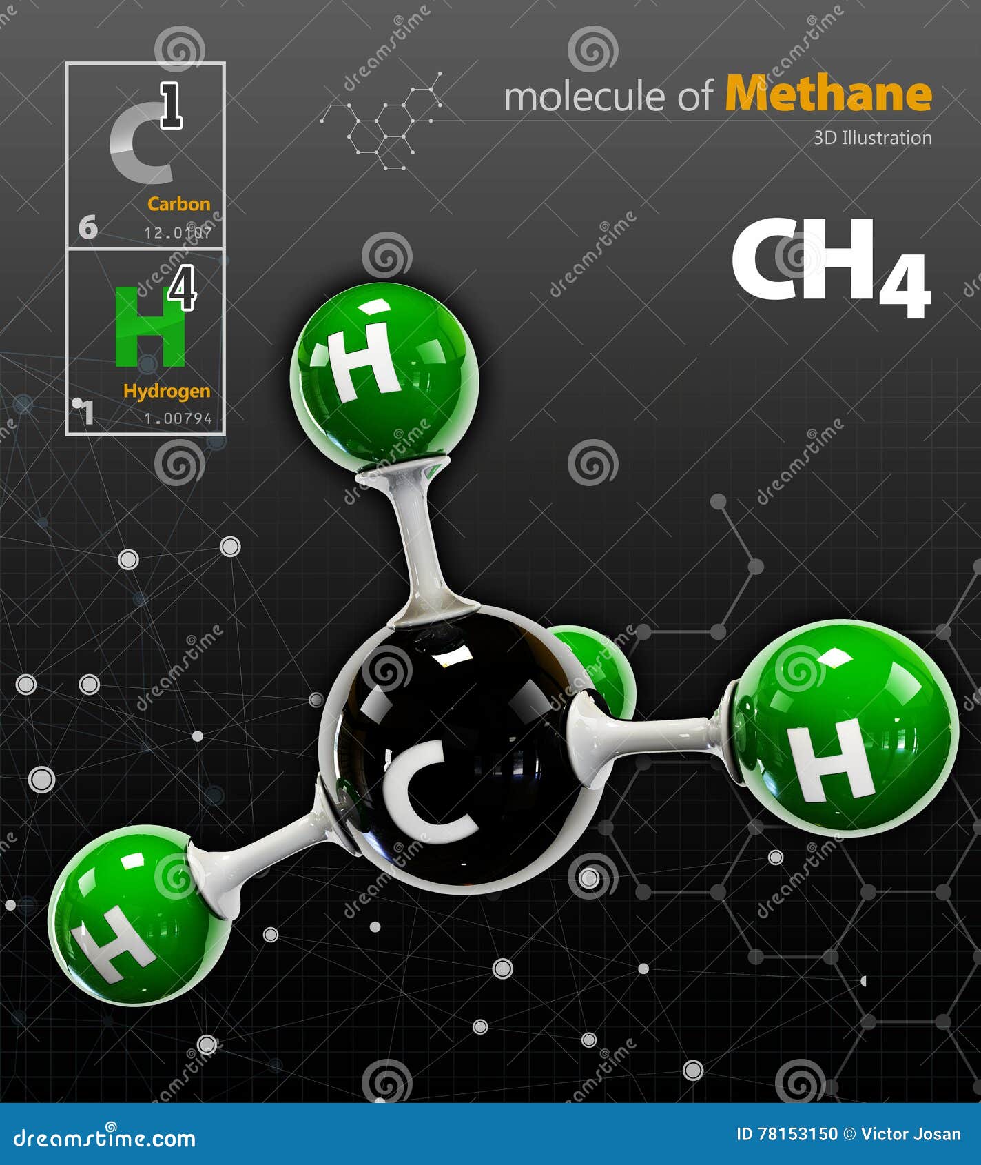 3D Illustration Of Methane Molecule Royalty-Free Cartoon ...