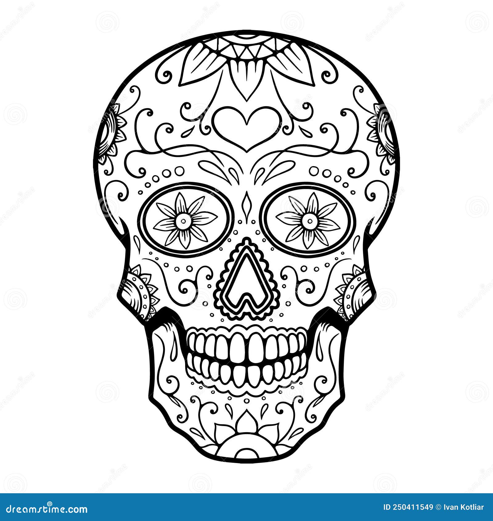 Illustration Of Mexican Sugar Skull Design Element For Emblem Sign