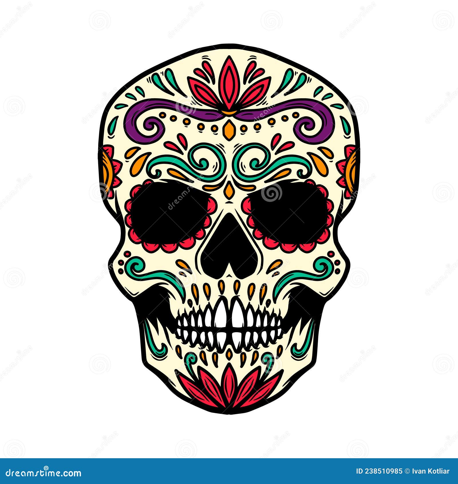 Illustration of Mexican Sugar Skull. Design Element for Logo, Label ...