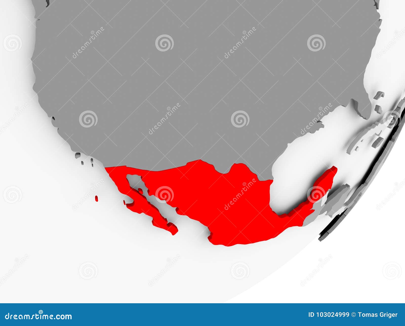 Mexico in red on grey map stock illustration. Illustration of mexican ...