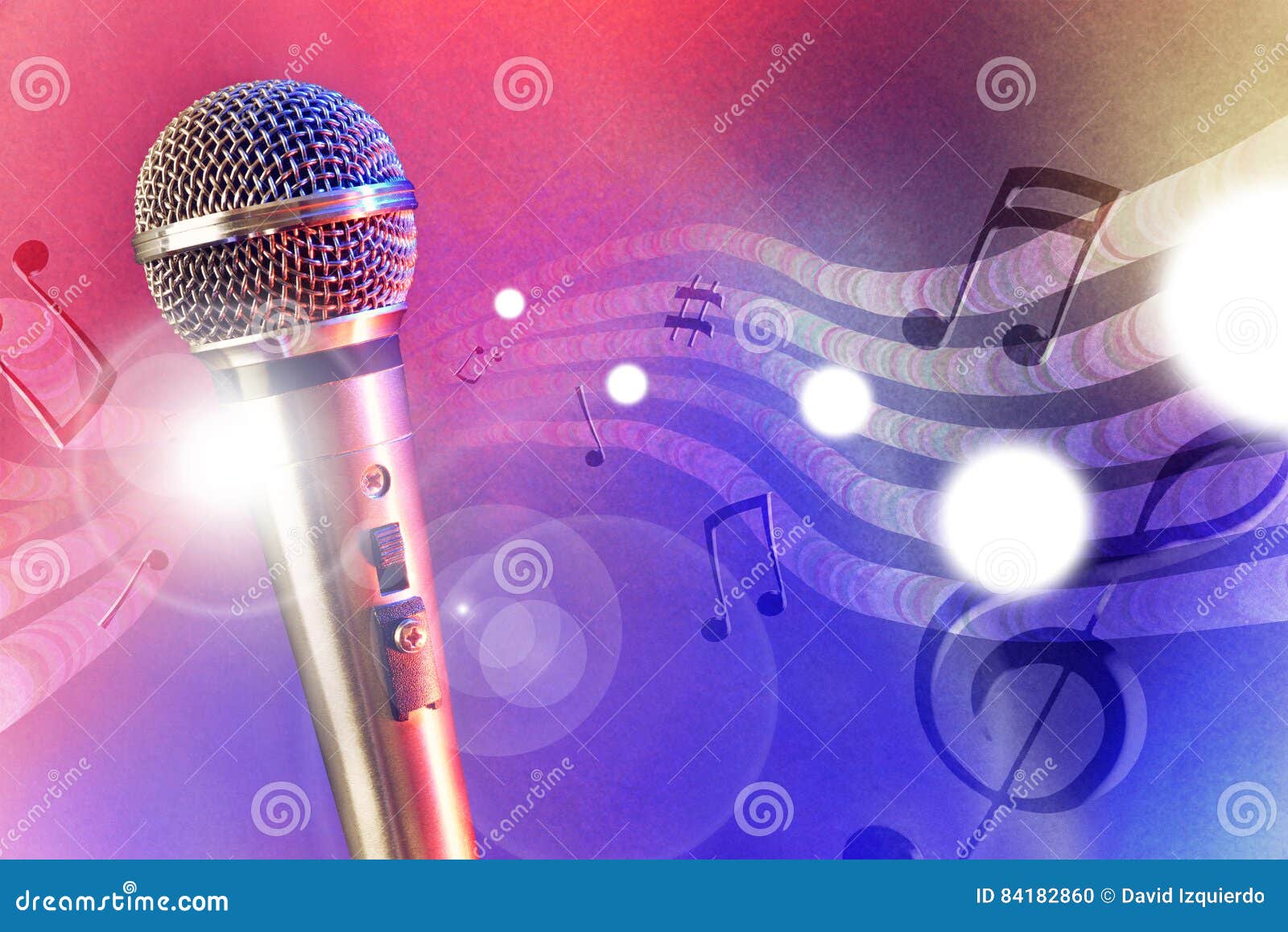 Illustration Microphone with Red and Blue Lights Horizontal Stock ...