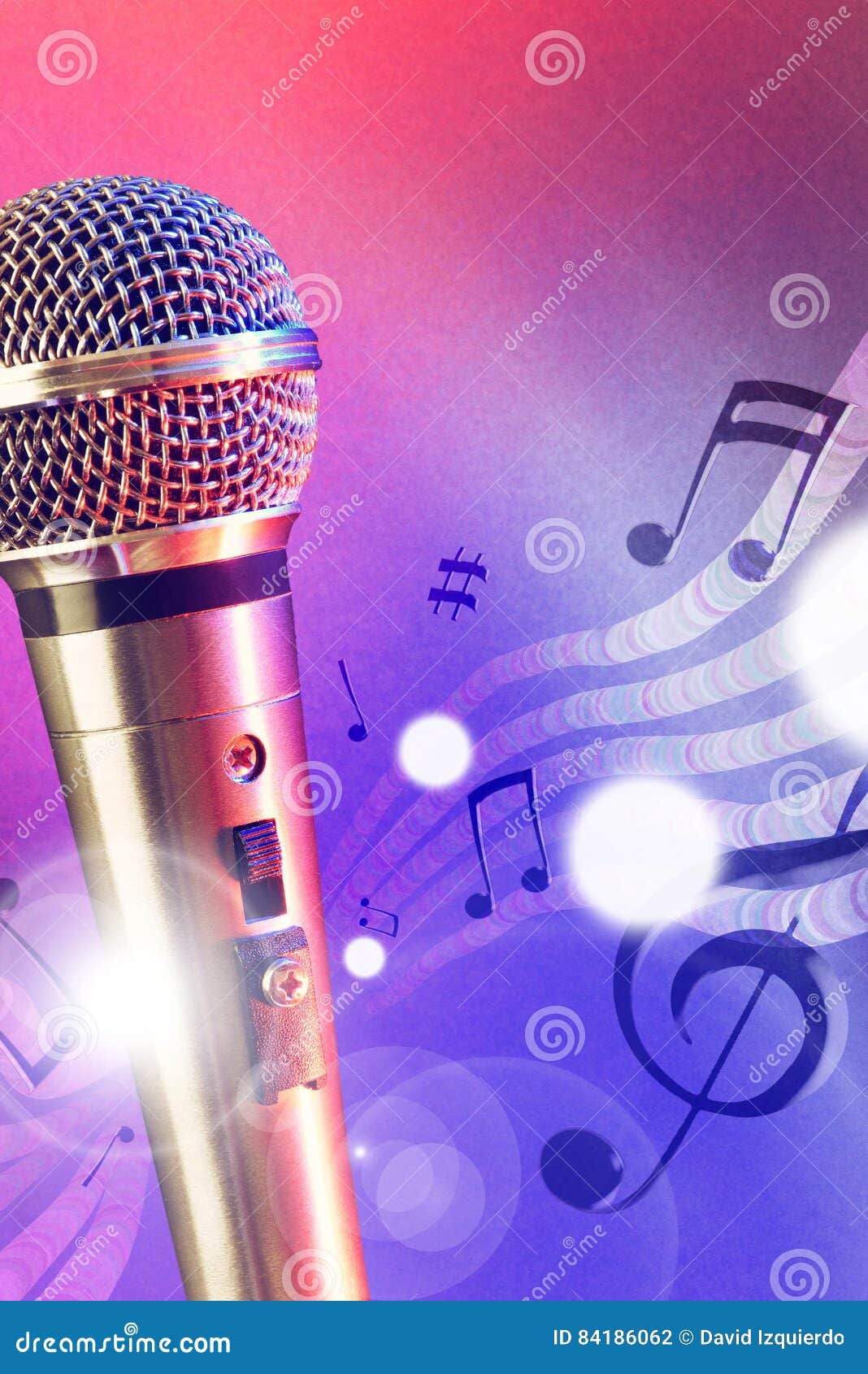 Illustration Microphone with Red and Blue Lights Vertical Stock ...