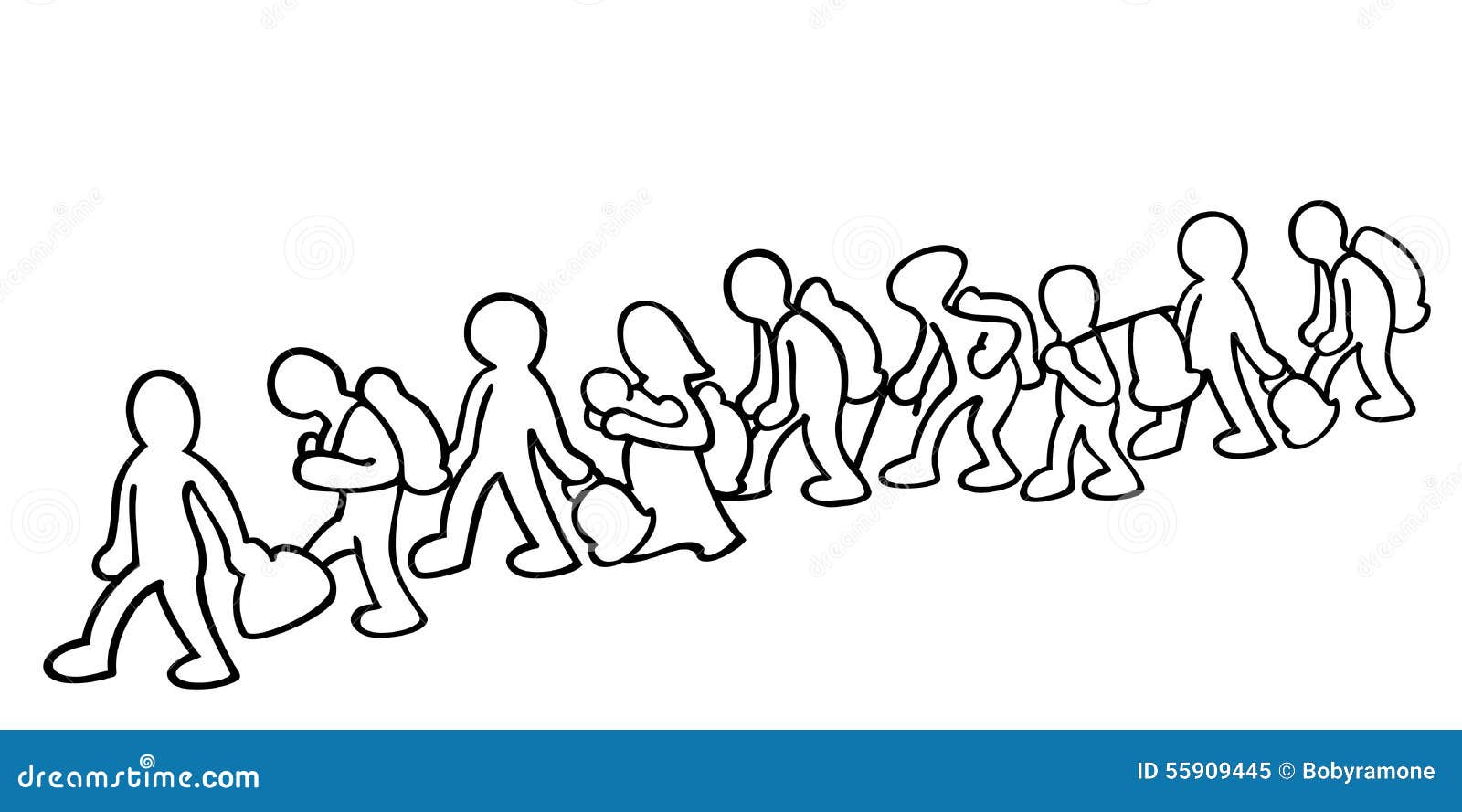 Illustration Of Migrants Stock Vector - Image: 55909445