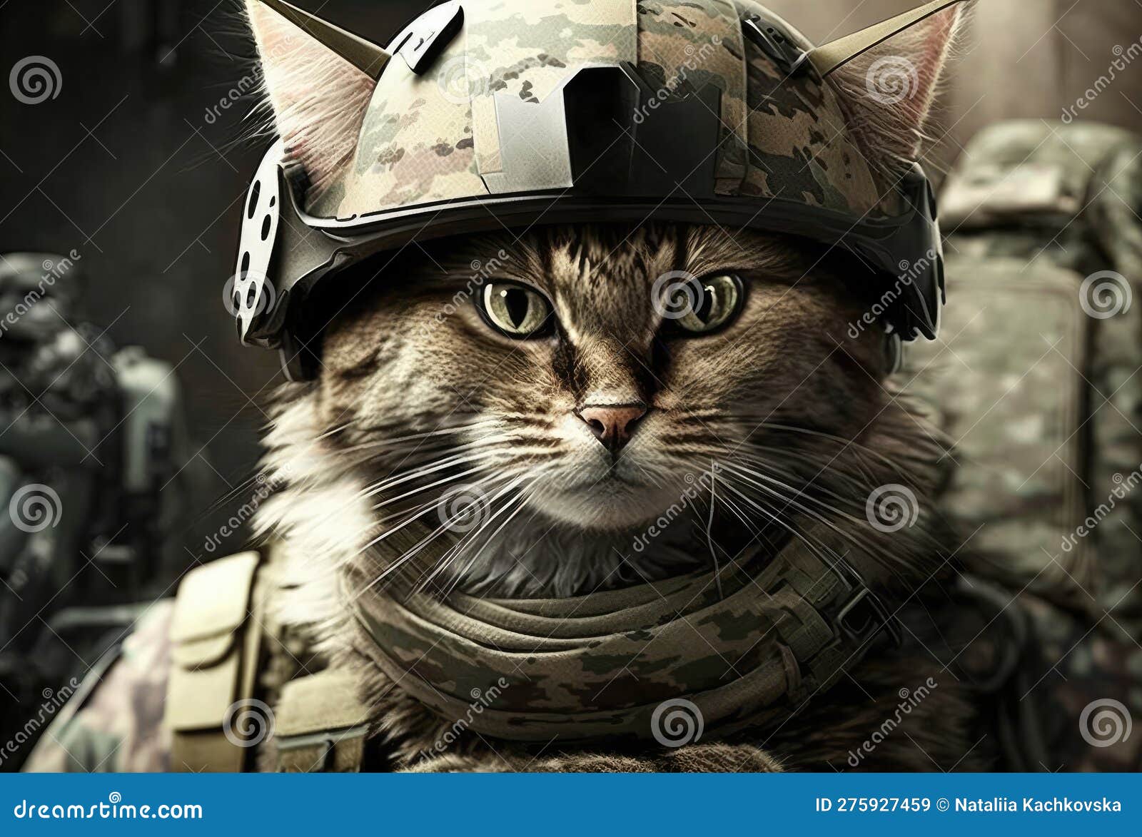 Illustration of the Military Cat Stock Illustration - Illustration of ...
