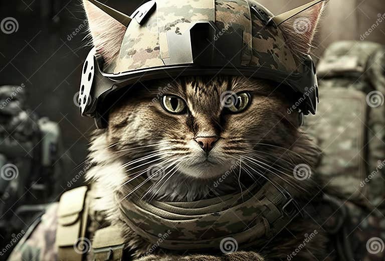 Illustration of the Military Cat Stock Illustration - Illustration of ...