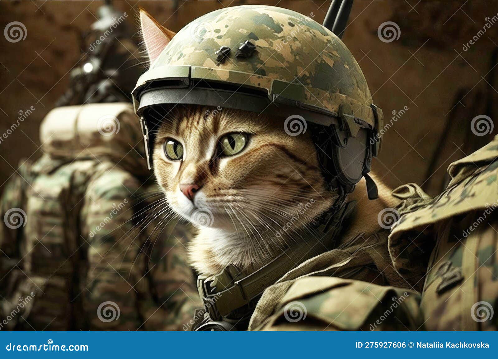 Illustration of the Military Cat Stock Illustration - Illustration of ...