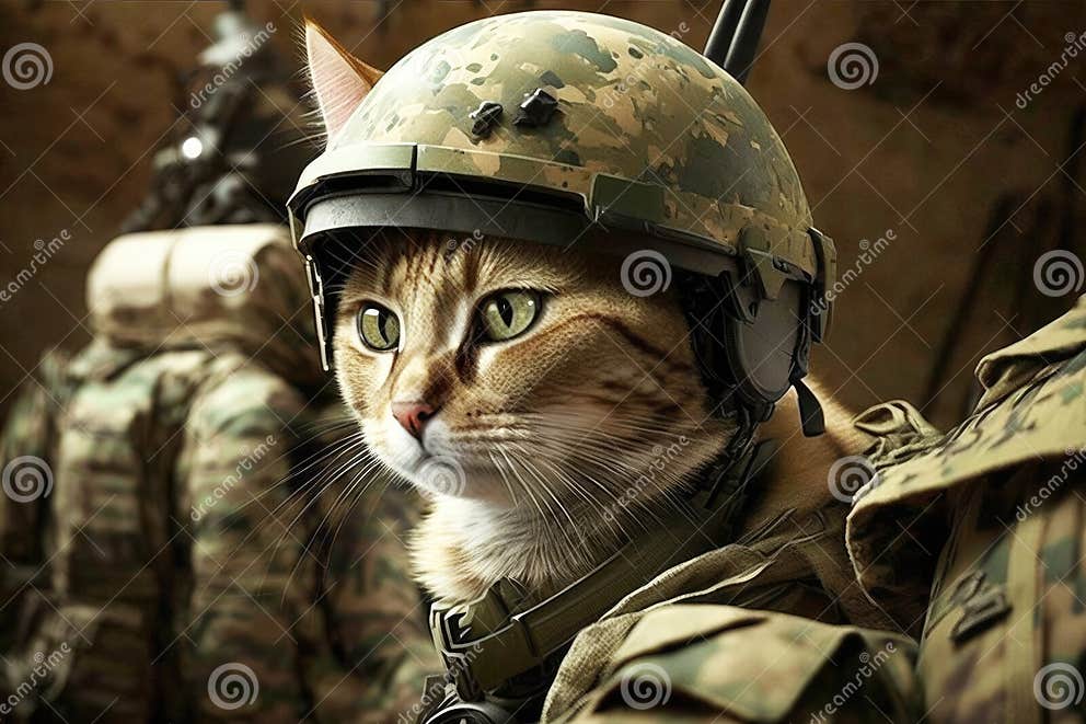 Illustration of the Military Cat Stock Illustration - Illustration of ...