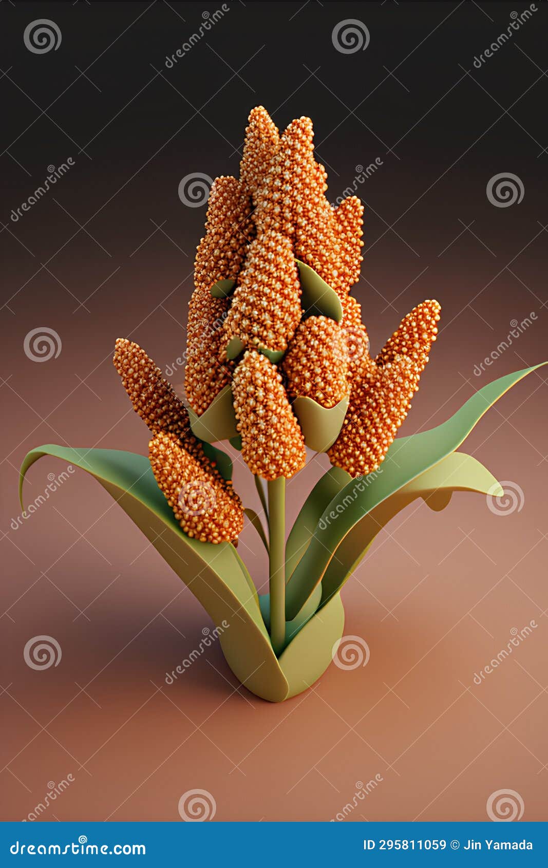 Illustration of Millet in the Form of a Flower on a Brown Background ...