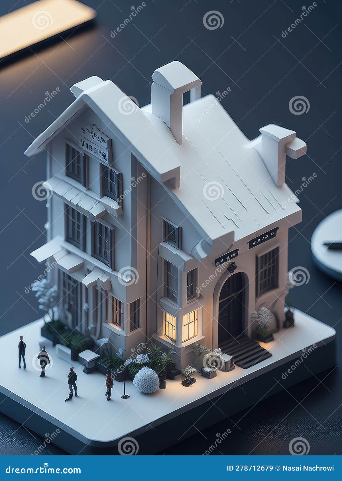 Illustration of a Miniature House Model on a Table Created with ...