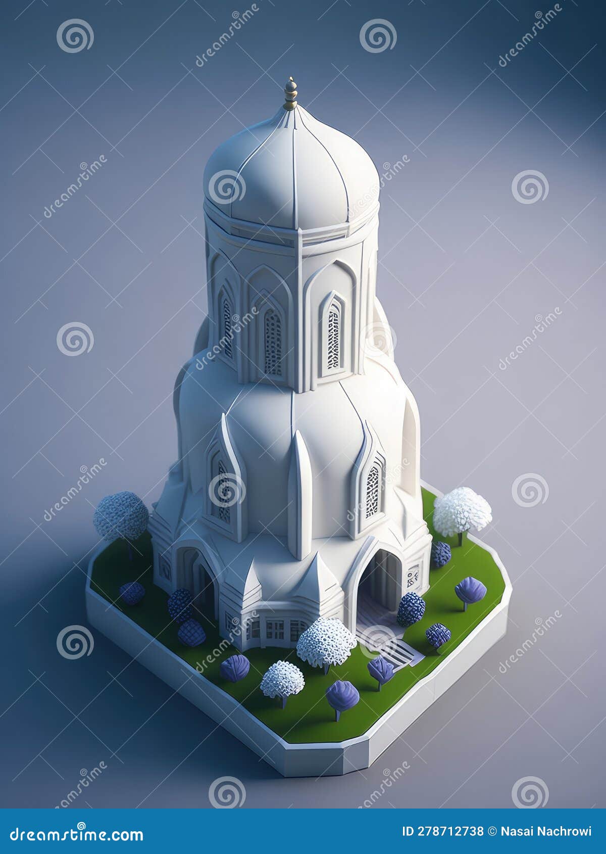 Illustration of a Miniature Mosque Golden Architectural Model Displayed ...