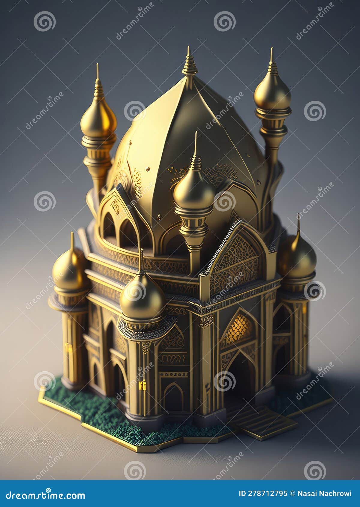 3D Model Of The Mosque Temple. Ancient Muslim Temple On A White ...
