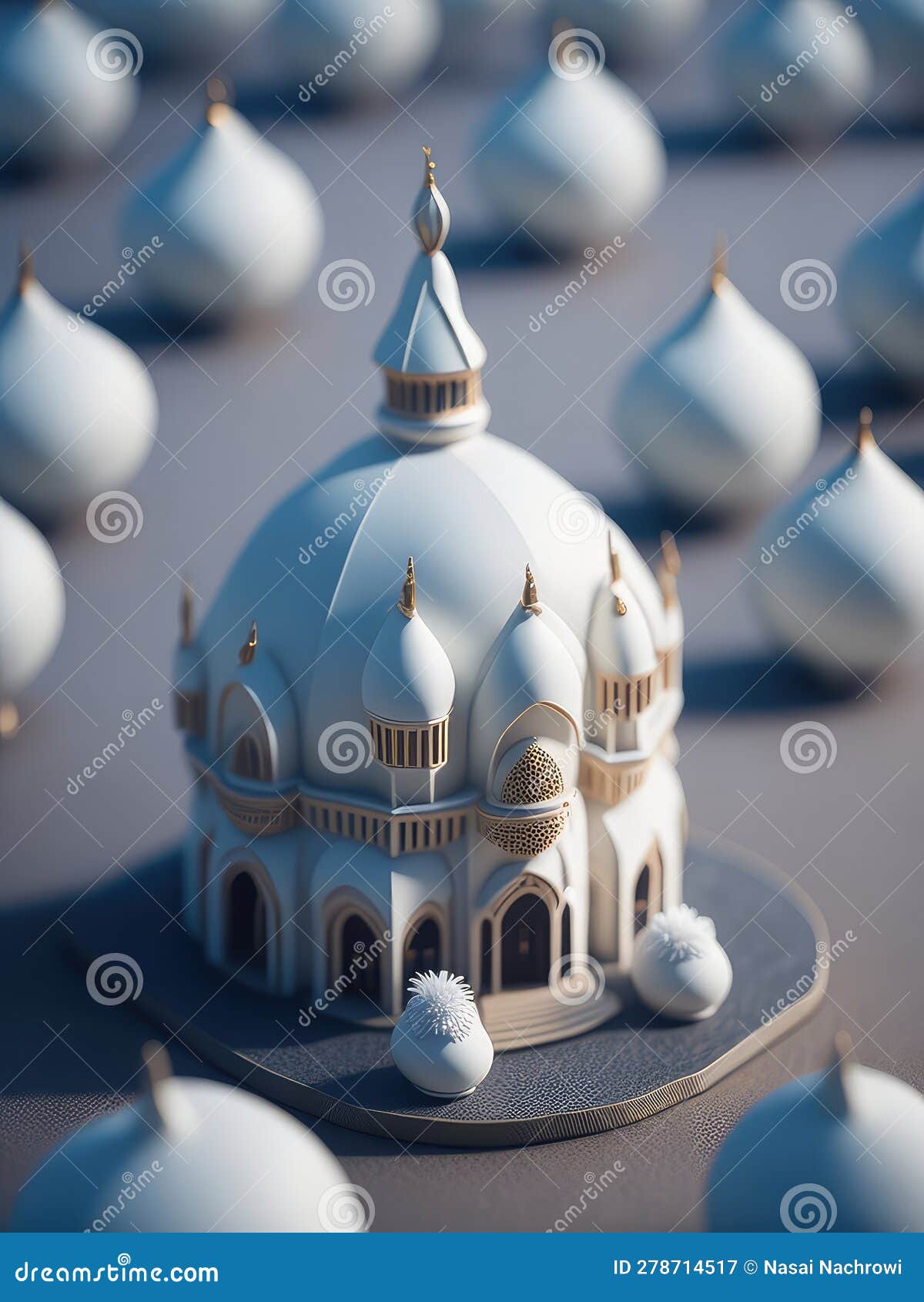 Illustration of a Miniature Mosque Golden Architectural Model Displayed ...