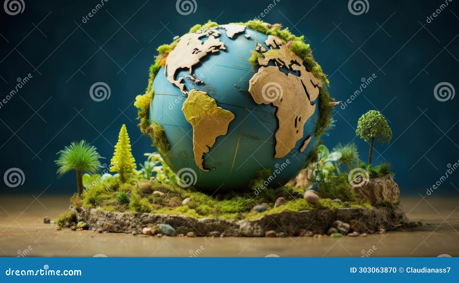 Miniature Planet Earth With Trees, Fauna. Concept For Earth Day. AI ...