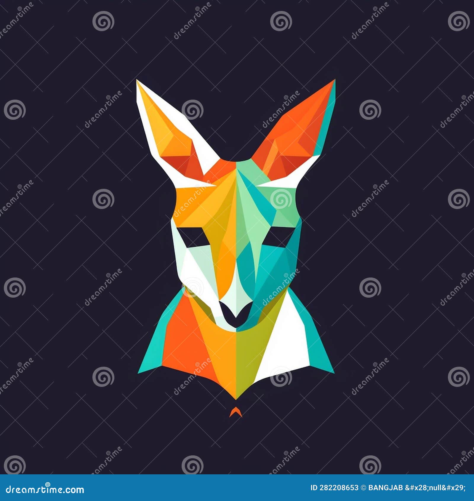 Minimalist Kangaroo Artwork With Vibrant Colors Royalty-Free Cartoon ...