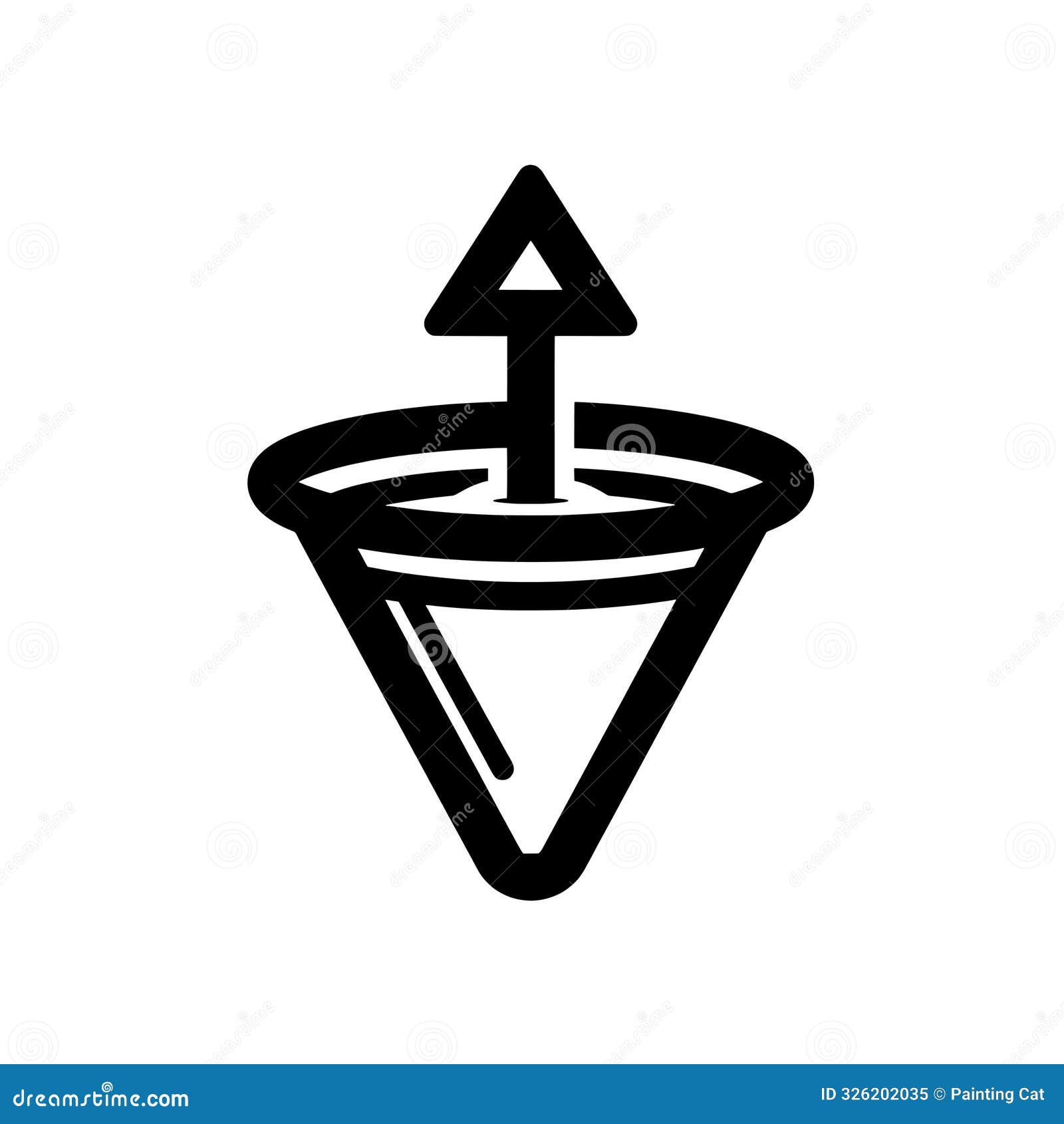 Showing Minimalist Icon of an Arrow Pointing Down into a Funnel. Stock ...