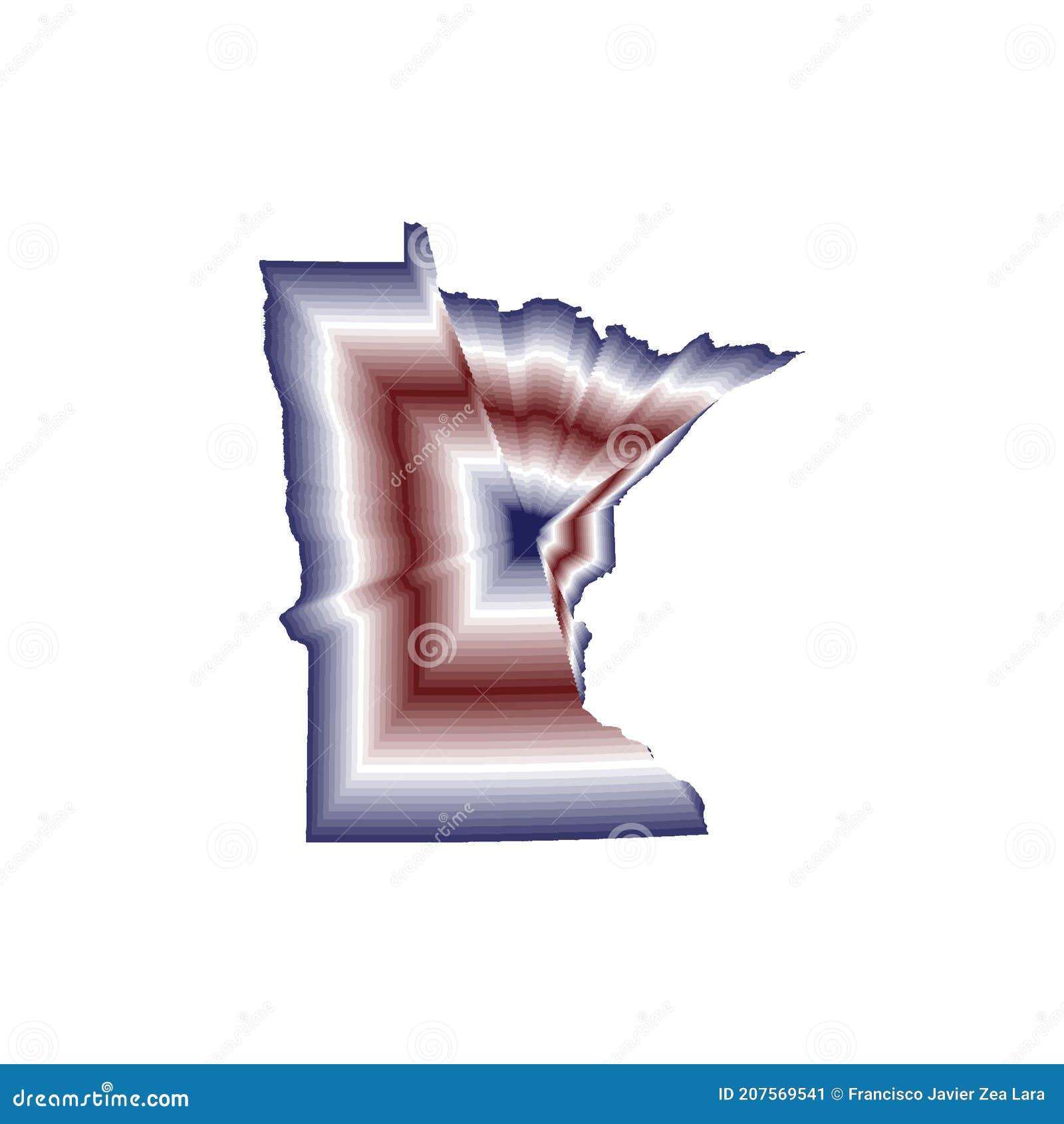 Illustration of the Minnesota State Map with Red, Blue and White Color ...