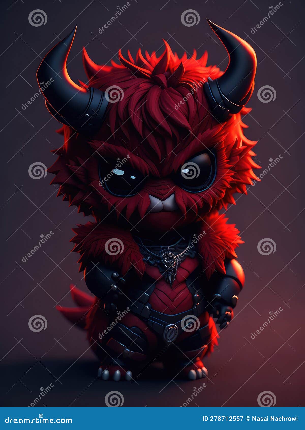 Illustration of a Mischievous Red Imp Crouched on the Floor Created ...