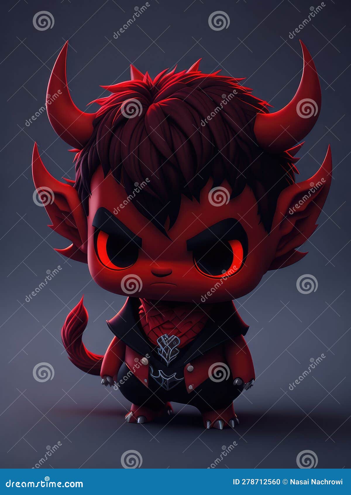 Illustration of a Mischievous Red Imp Crouched on the Floor Created ...