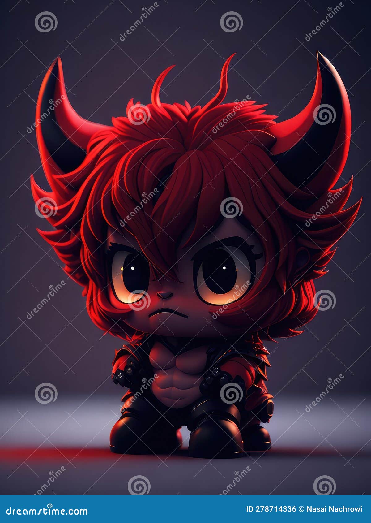 Illustration of a Mischievous Red Imp Crouched on the Floor Created ...