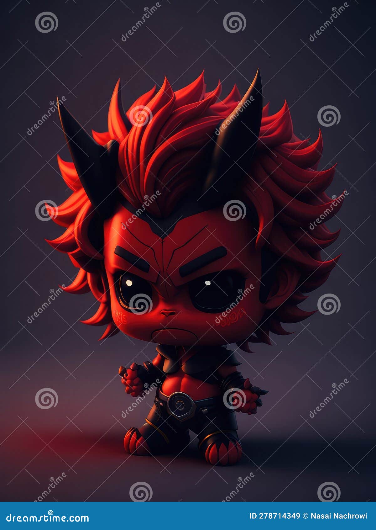 Illustration of a Mischievous Red Imp Crouched on the Floor Created ...