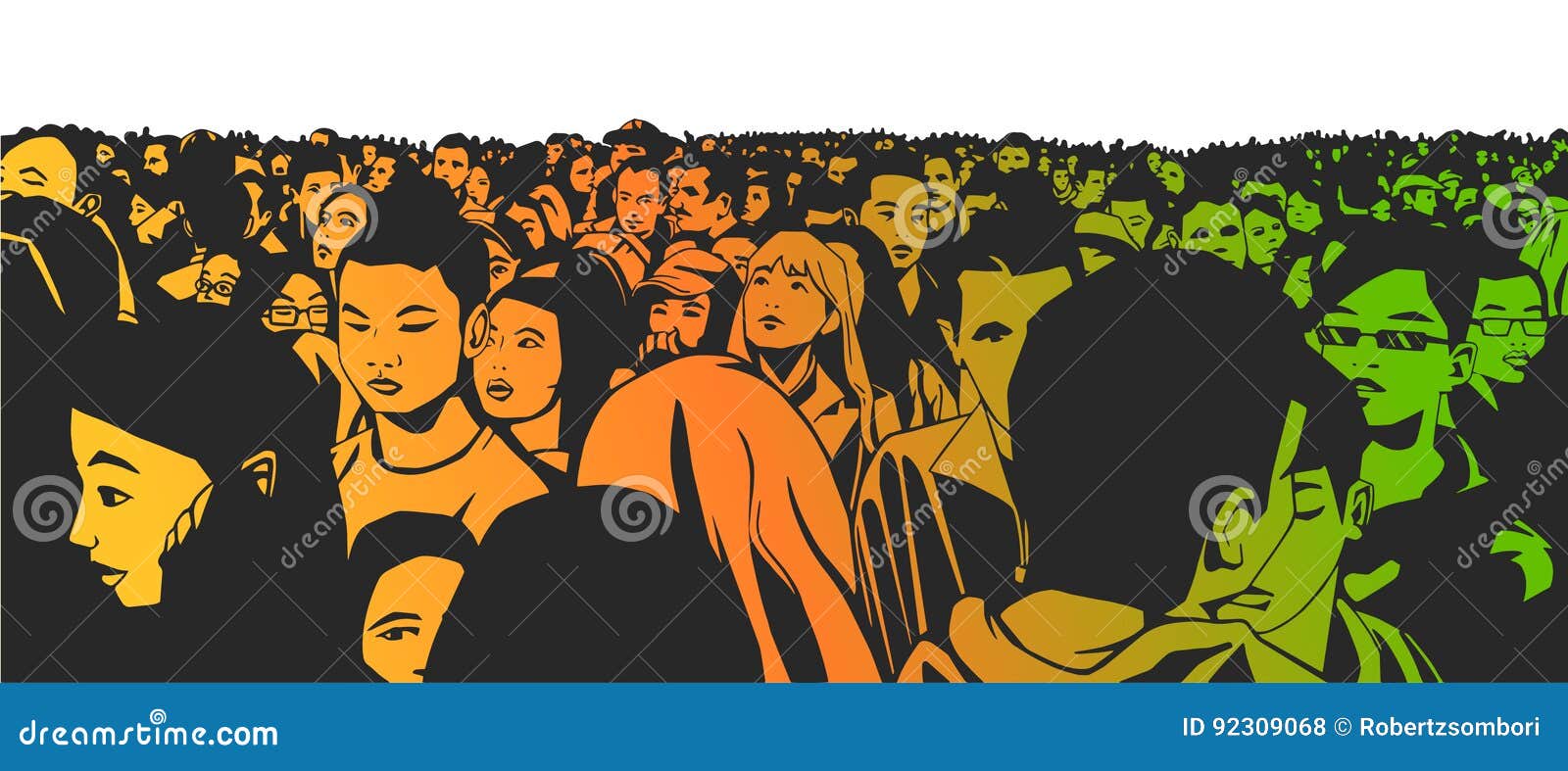 Illustration of Mixed Ethnic Crowd Stock Vector - Illustration of ...