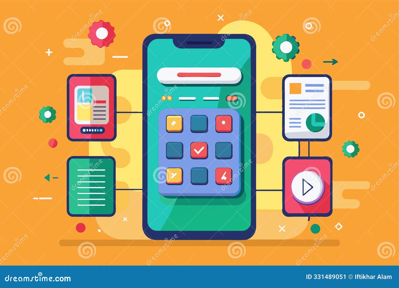 An Illustration of a Mobile Interface with Customizable Features and ...
