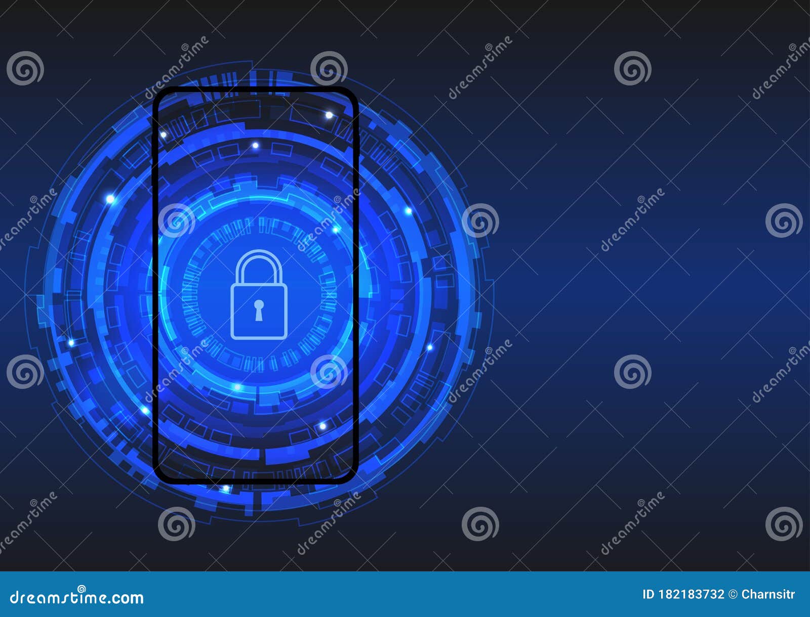 Illustration of Mobile Phone with Security Lock on Mobilephone Screen ...