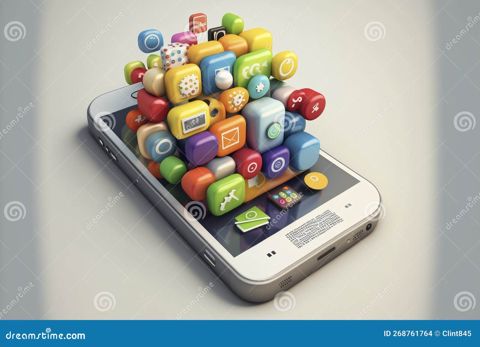 Illustration of a Mobile Phone Surrounded by a Colorful, Diverse Array ...