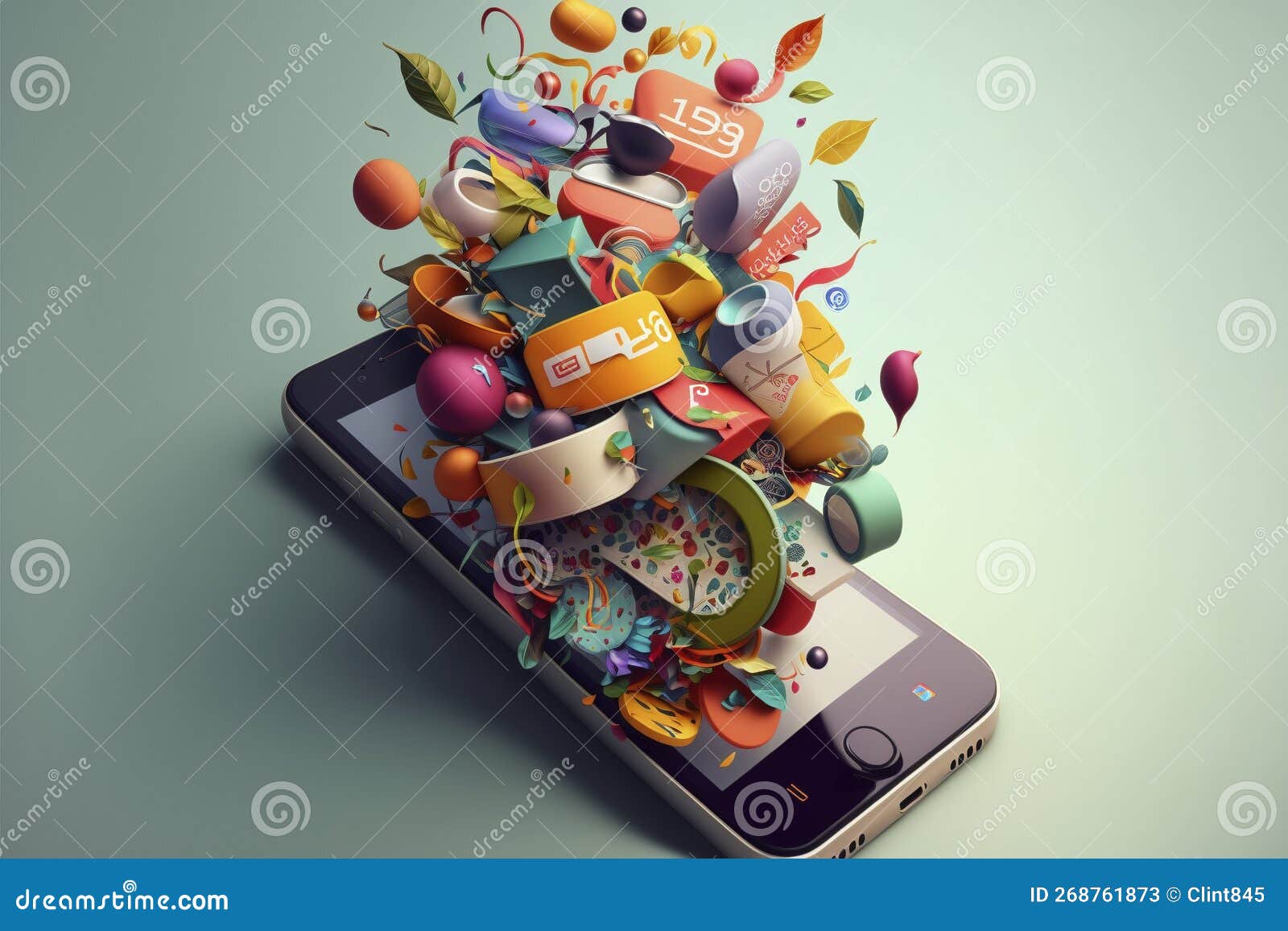 Illustration of a Mobile Phone Surrounded by a Colorful, Diverse Array ...