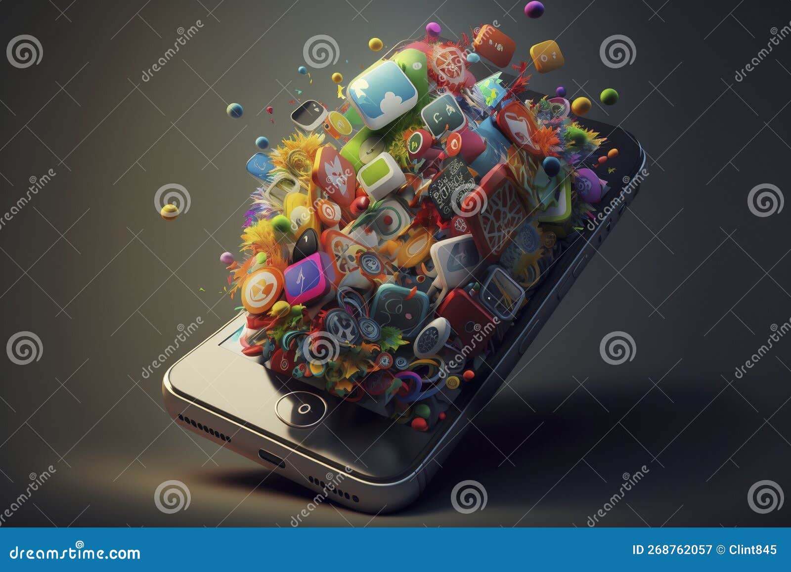 Illustration of a Mobile Phone Surrounded by a Colorful, Diverse Array ...