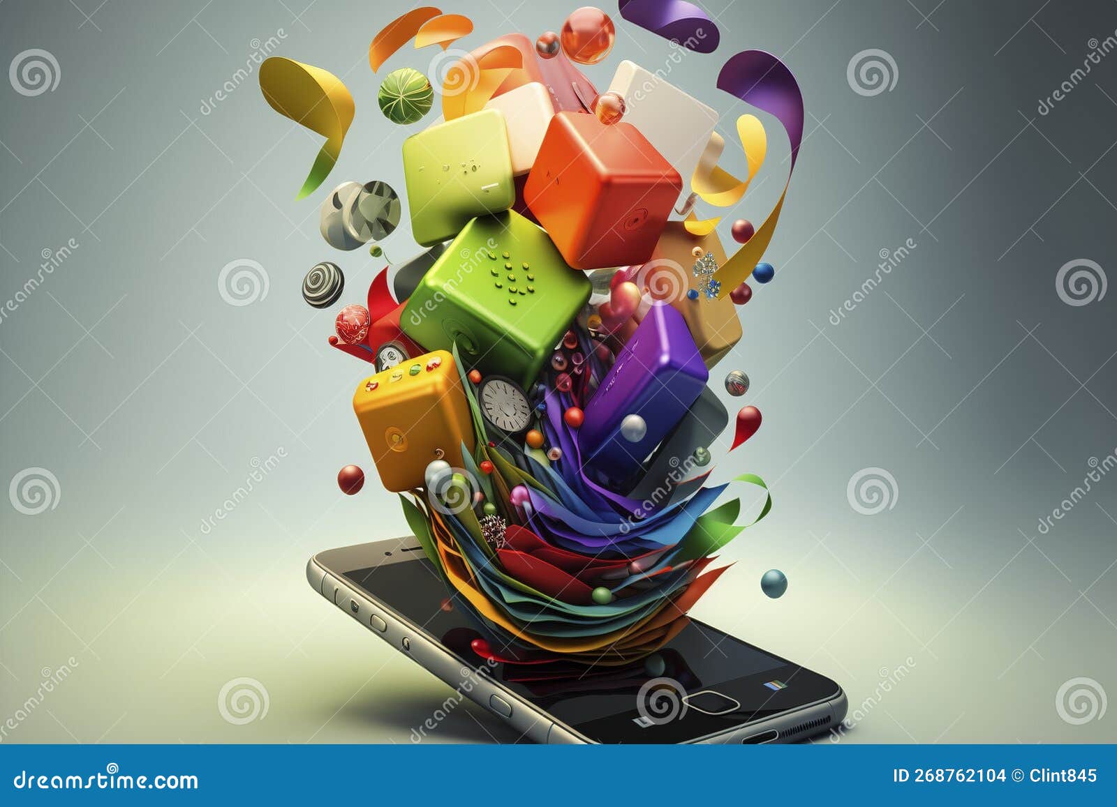 Illustration of a Mobile Phone Surrounded by a Colorful, Diverse Array ...