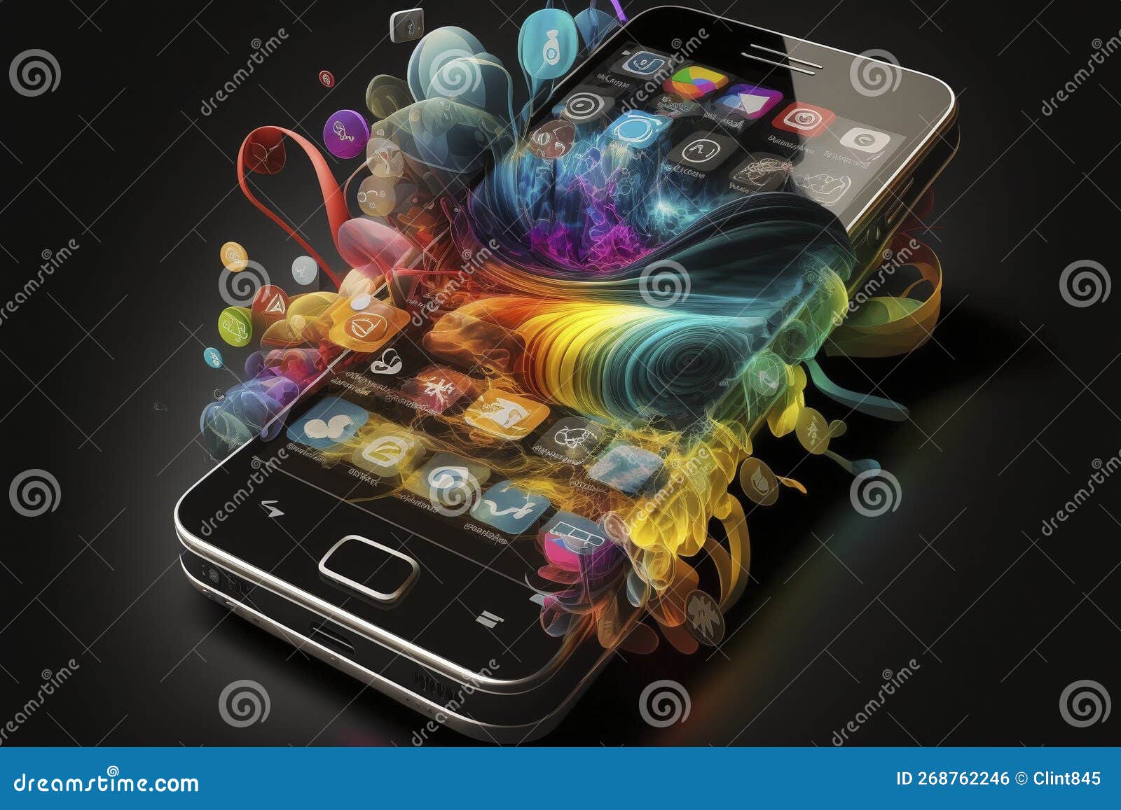 Illustration of a Mobile Phone Surrounded by a Colorful, Diverse Array ...
