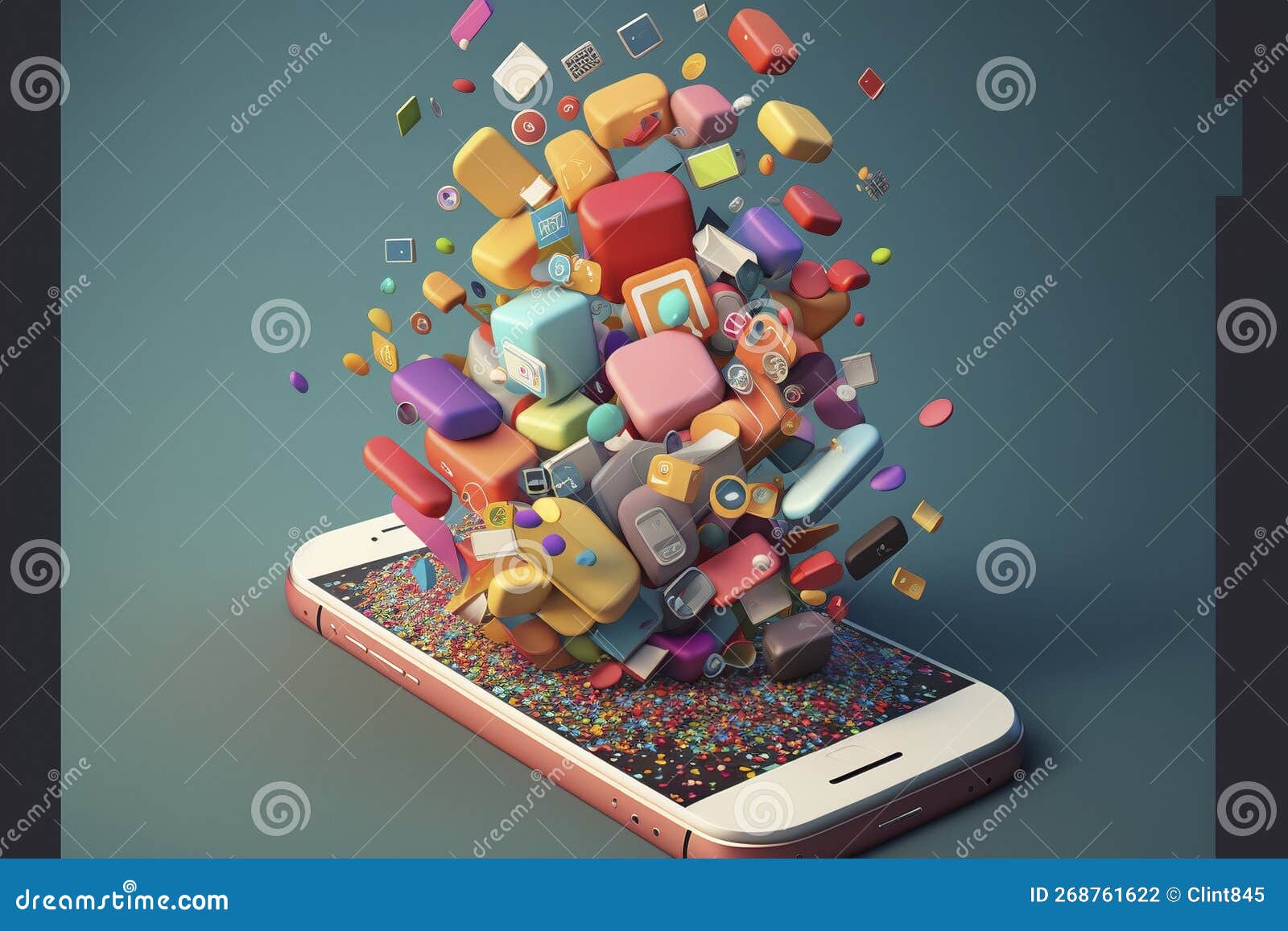 Illustration of a Mobile Phone Surrounded by a Colourful, Diverse Array ...
